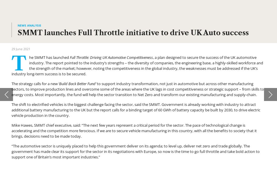 SMMT launches Full Throttle initiative to drive UK Auto success - MF ...