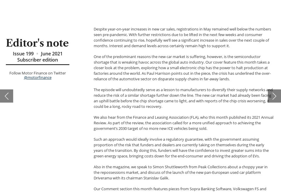 Editor's note - MF Subscriber edition | Issue 199 | June 2021