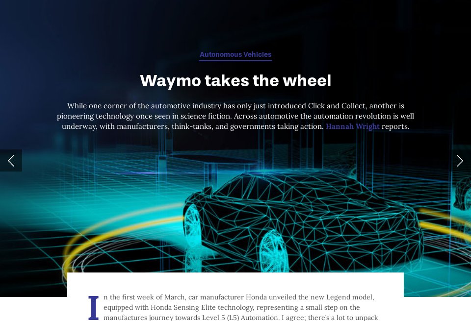 Waymo takes the wheel - Motor Finance | Issue 23 | April 2021
