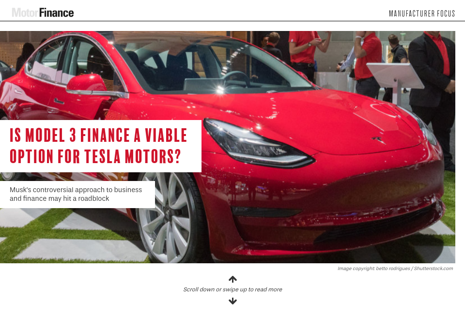 Is Model 3 finance a viable option for Tesla Motors? - Motor Finance ...